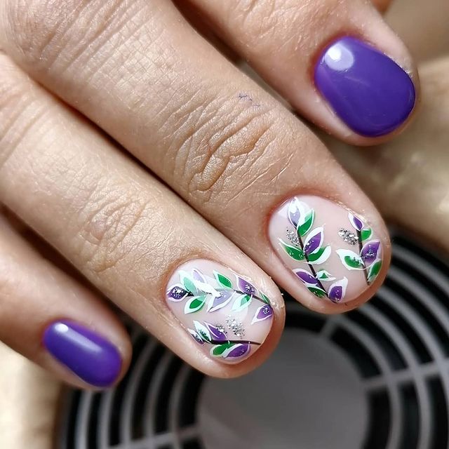 Rounded Spring Leafs Nails - Veronika's work