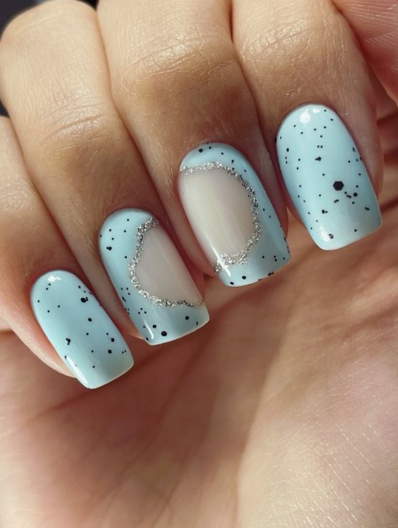 Manicura creativa con mica en las uñas cuadrado suave - fotos de ...