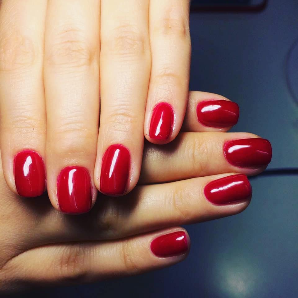 Red Round Square Nails - Kseniya's work